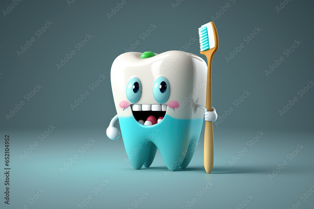 3D realistic happy white tooth , Tooth cartoon characters with thumbs ...