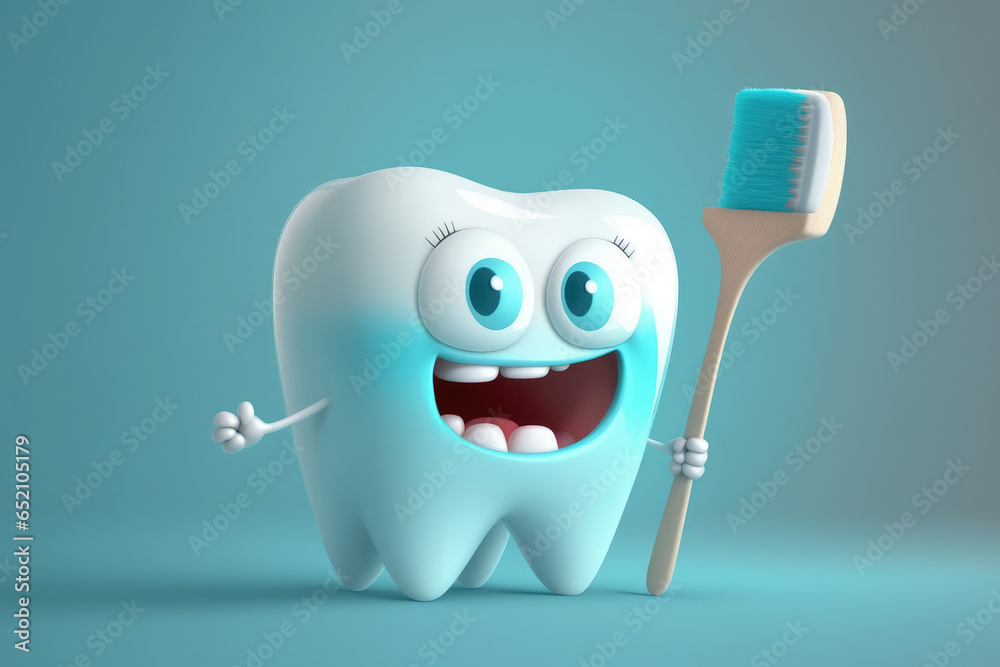 3D realistic happy white tooth , Tooth cartoon characters with thumbs ...