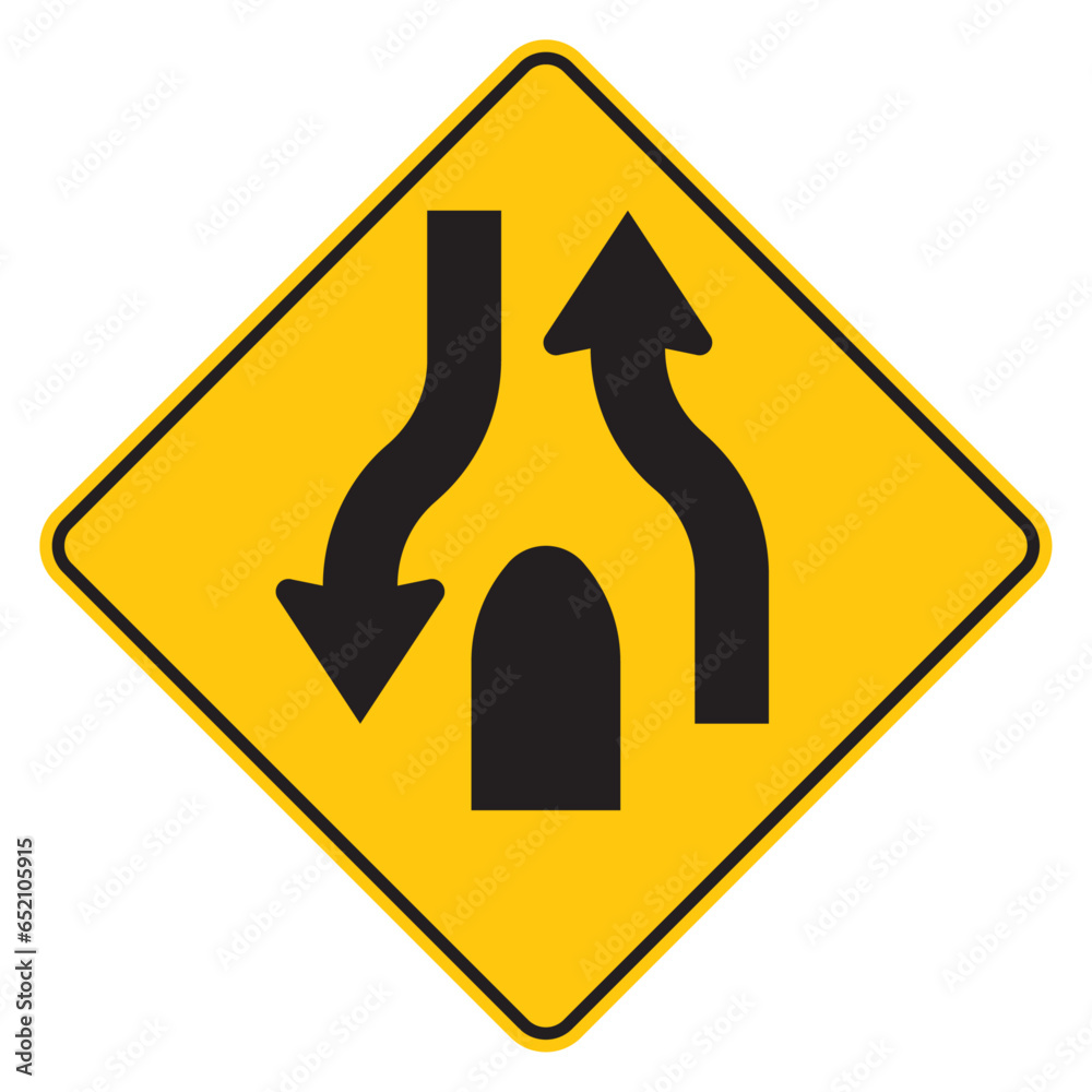 final de vía con separador dos sentidos, icono, vector, símbolo ...