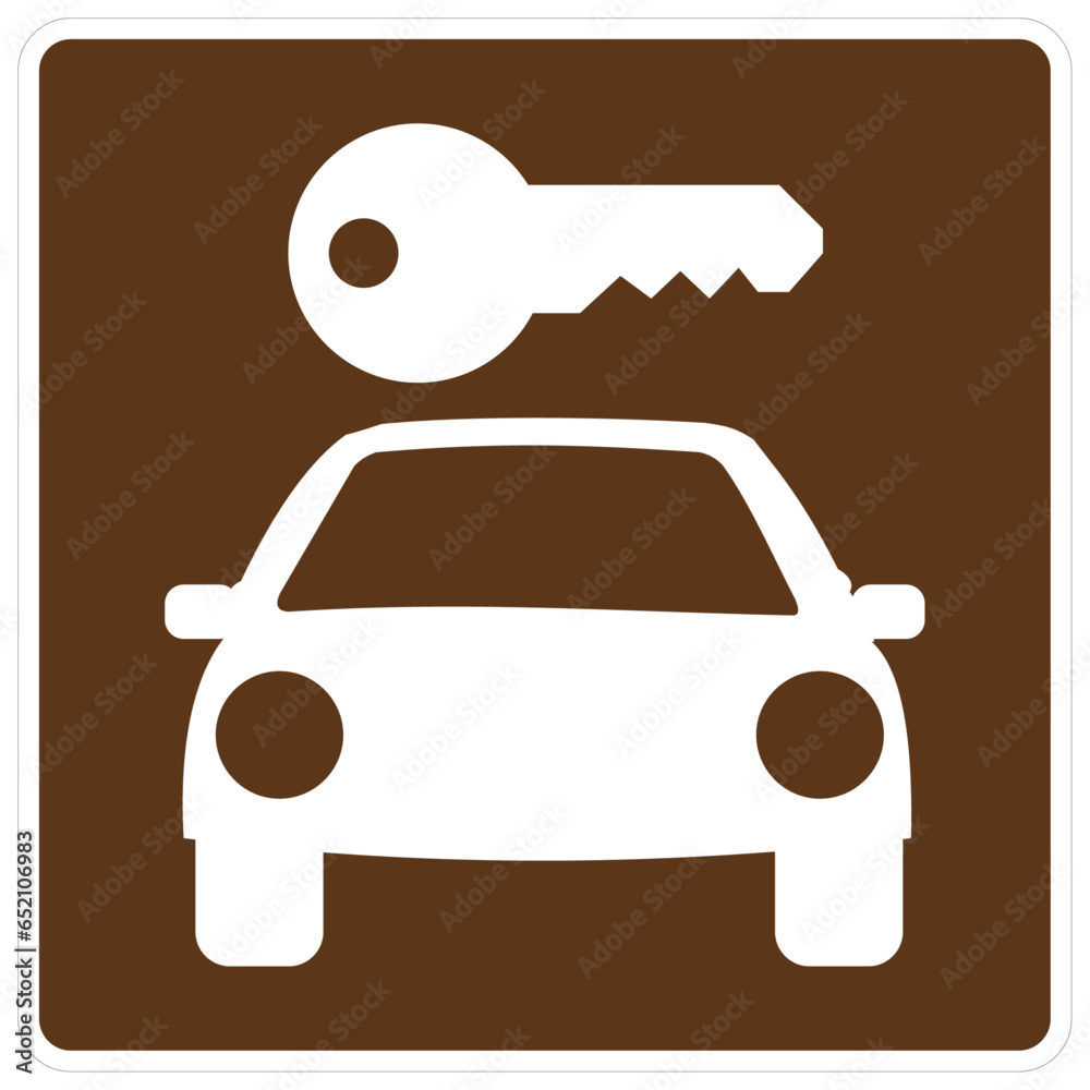 alquiler de autos, icono, vector, símbolo, silueta, ilustración, señal ...