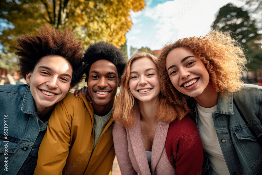 Foto de Celebrating Friendship. Diverse Millennials Taking a Joyful Group Portrait in the 2010s ...
