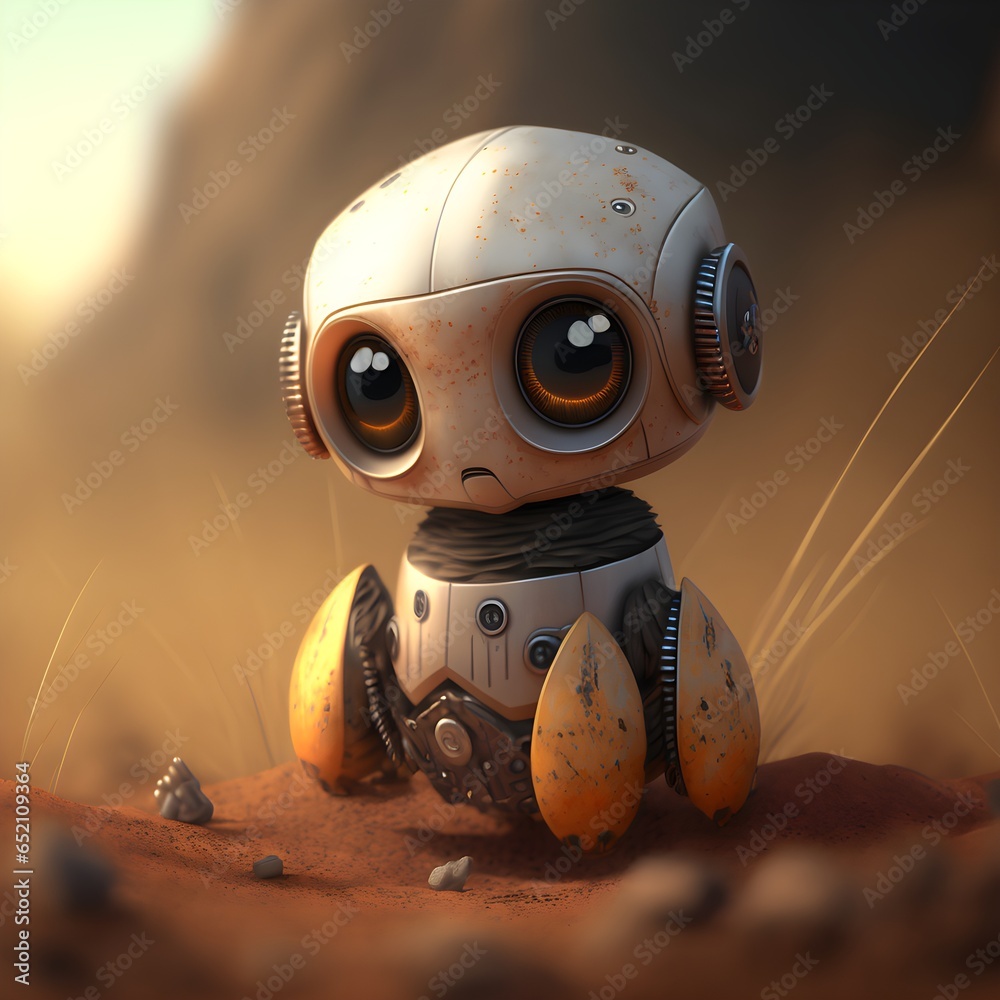 cute little robot ultra realistic 4K Stock Illustration | Adobe Stock
