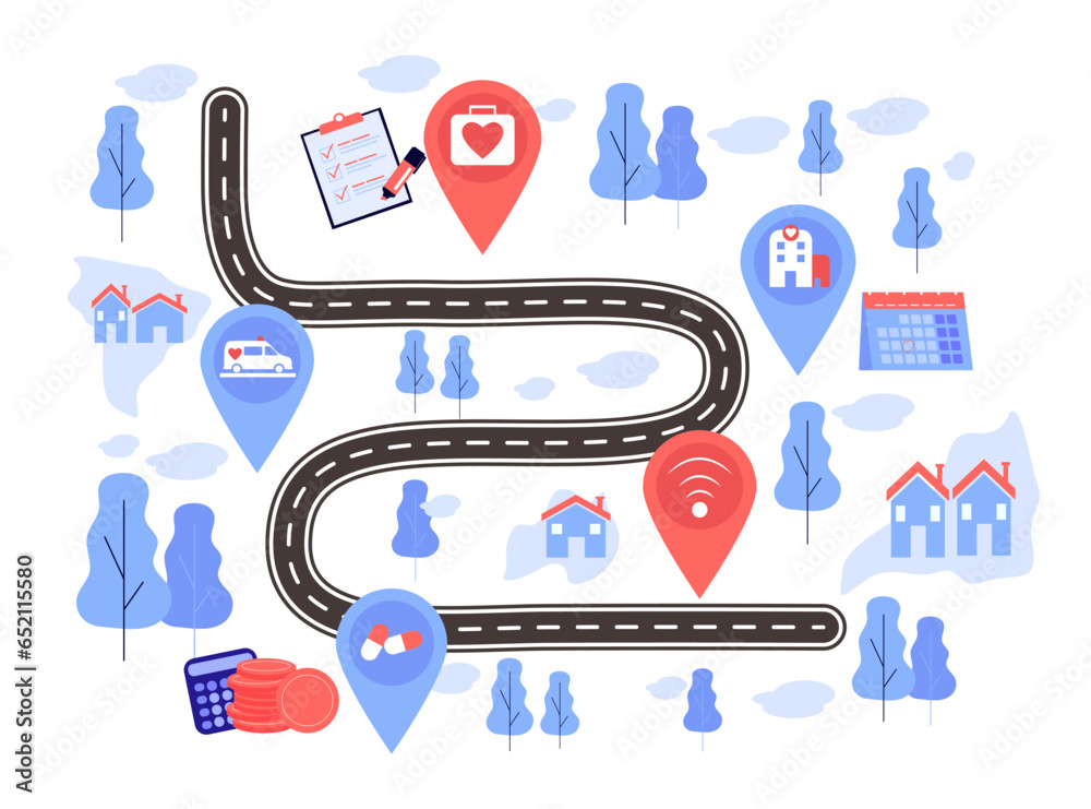 Roadmap as budget plan for healthcare goals vector illustration ...