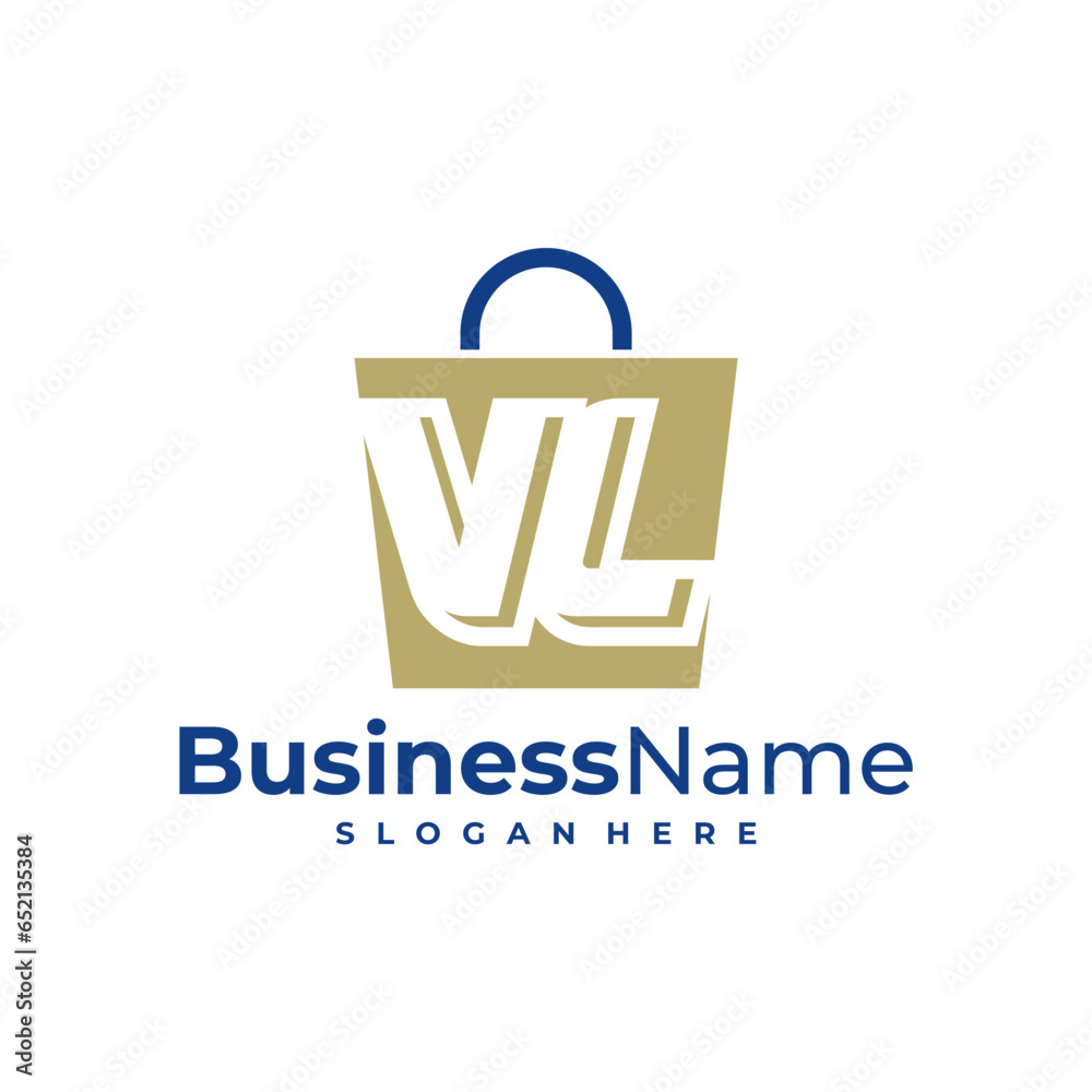 Letter VL Shop logo design vector. Luxury VL logo design template ...
