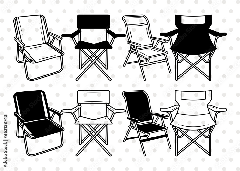 Camping Chair Silhouette, Chair Svg, Beach Chair Svg, Camping Chair ...