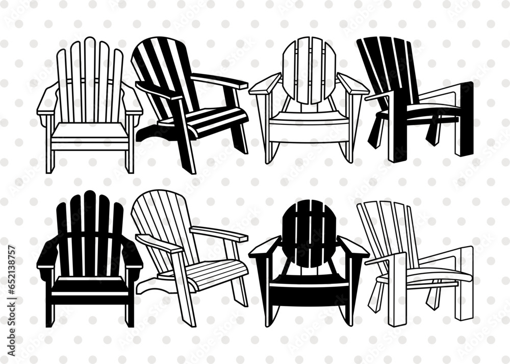 Adirondack Chair Silhouette, Chair Svg, Beach Chair Svg, Lounge Chair ...