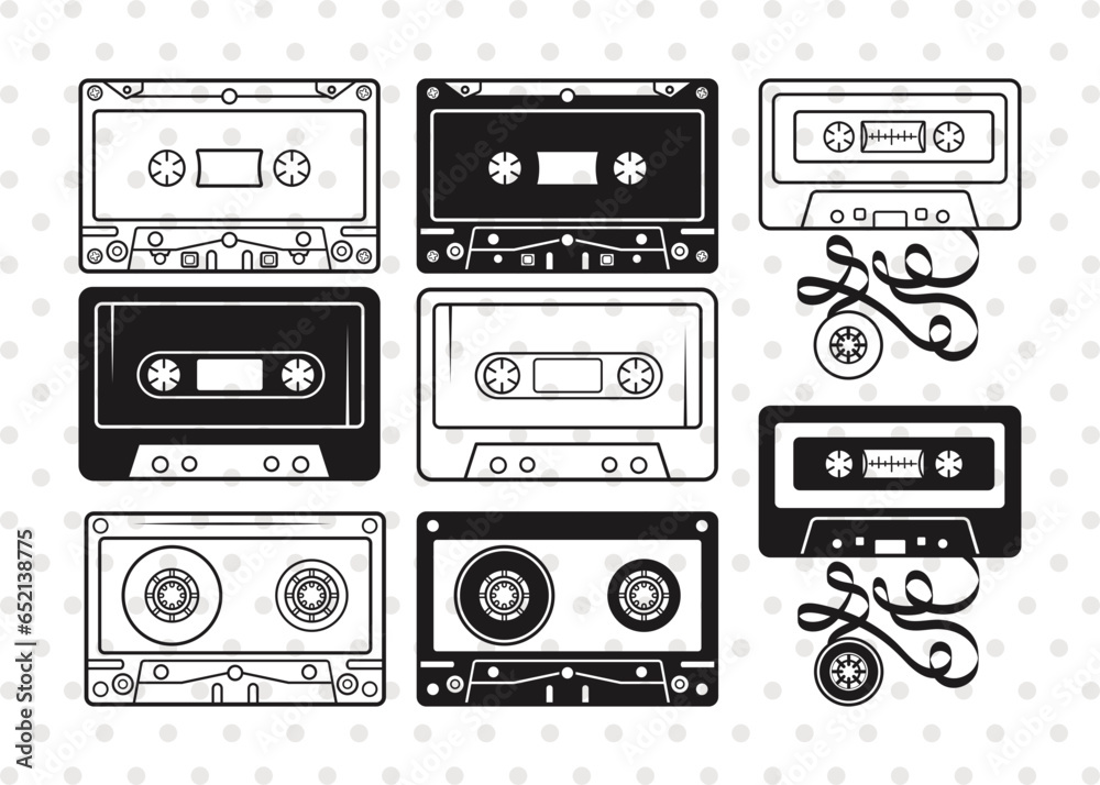 Cassette Tape Silhouette, Cassette Tape SVG, Audio Cassette Svg, Audio ...