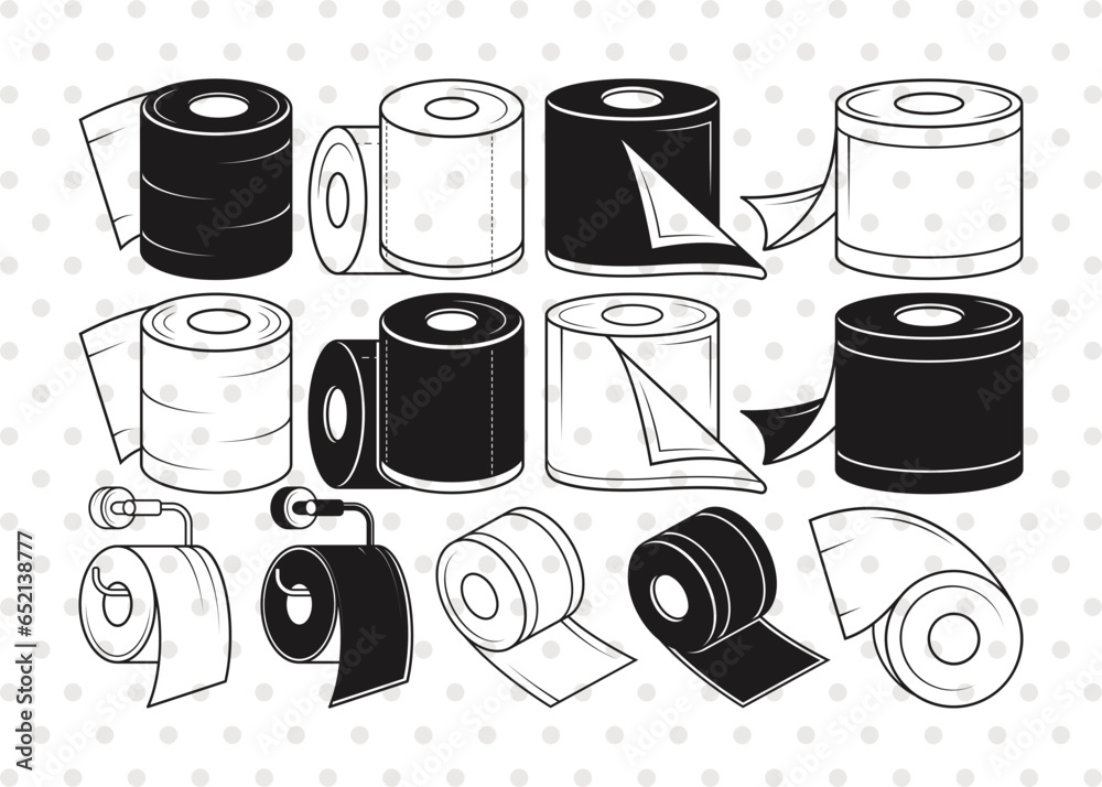 Vetor de Toilet Paper Silhouette, Toilet Paper SVG, Toilet Paper Roll ...