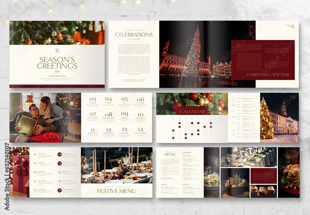 Christmas Brochure Layout in Landscape for Hotel & Resort Stock ...