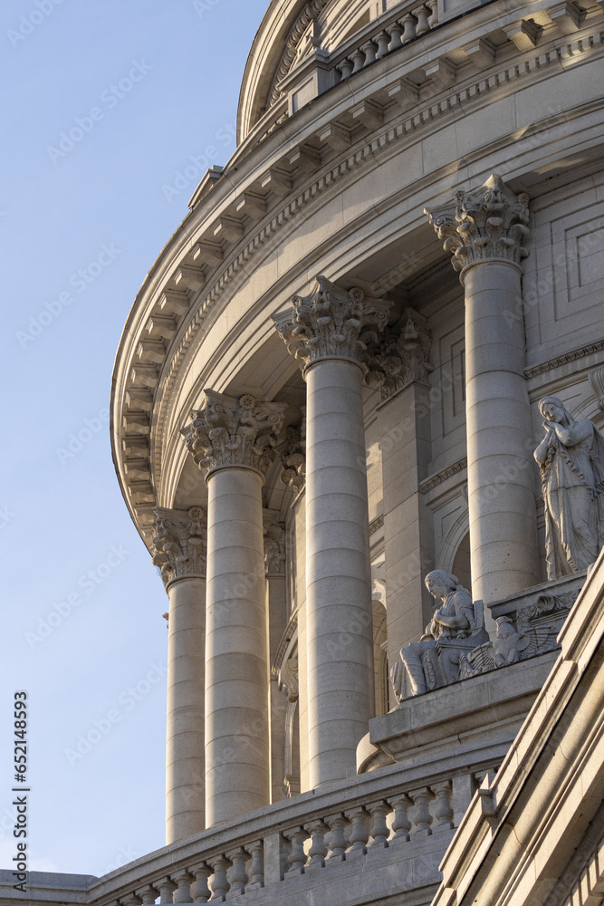 Neoclassical architecture at the Madison, Wisconsin state capitol ...