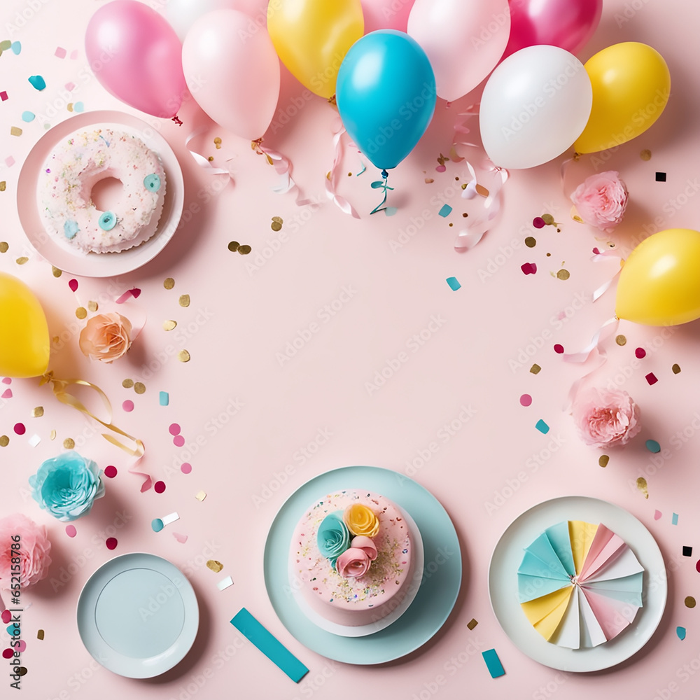 Beautiful happy birthday Background With Balloons, cake and happy ...