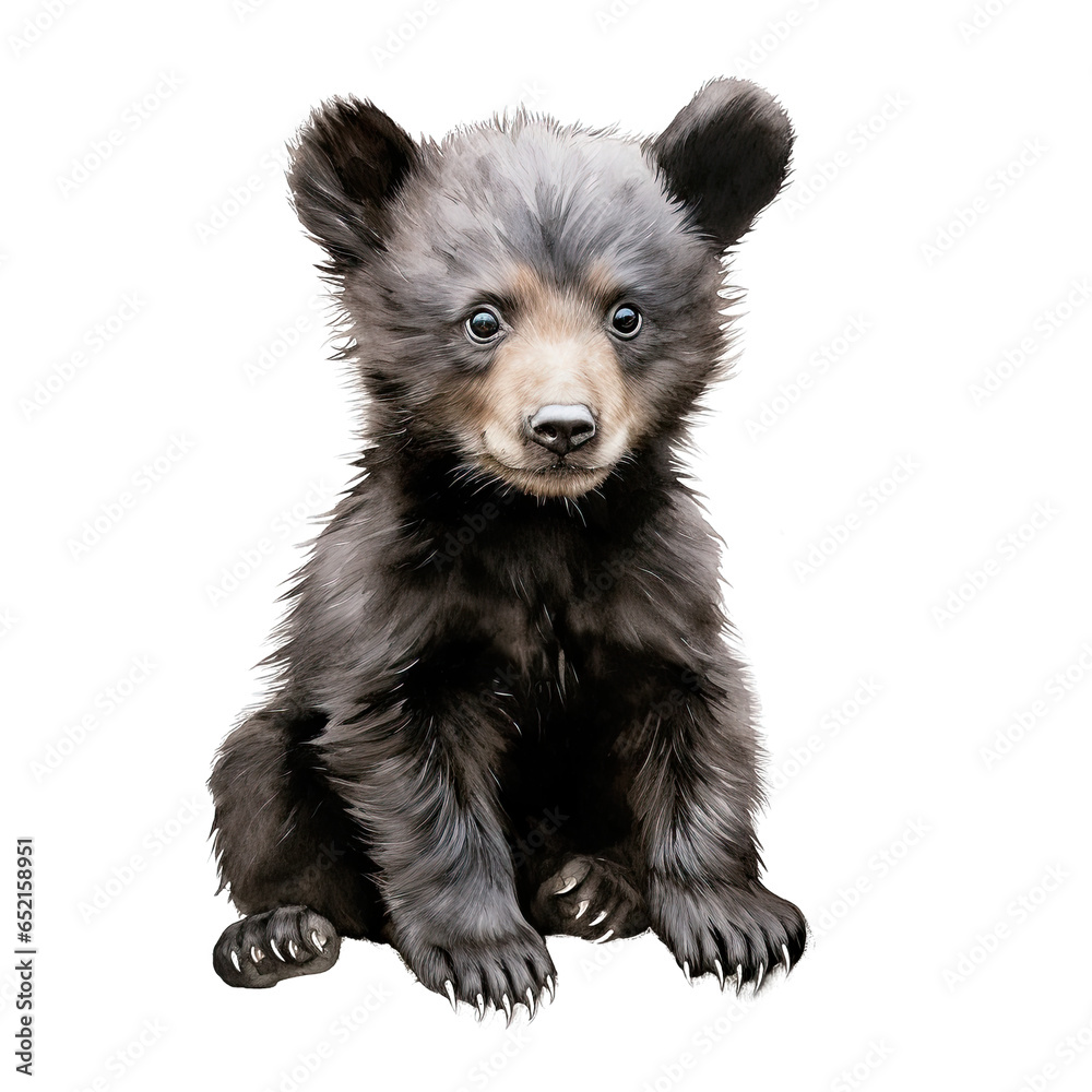 Cute baby bear watercolor clipart on transparent background. Generative ...