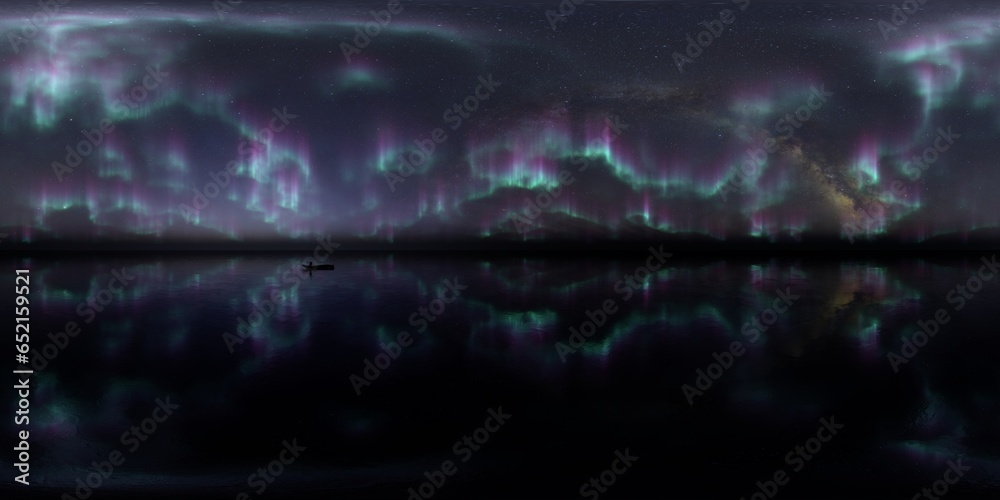 HDRI - Ice terrain with Aurora Borealis on the sky - Panorama Stock ...