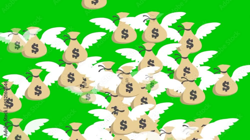 Flying dollar pocket, dollar money with wings animation motion graphics ...
