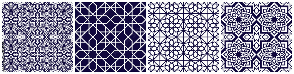 Arabic vector seamless patterns set. Repeated arab background with ...