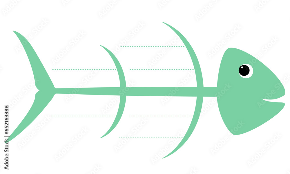 Green fishbone diagram with text slots on white background. Vector ...