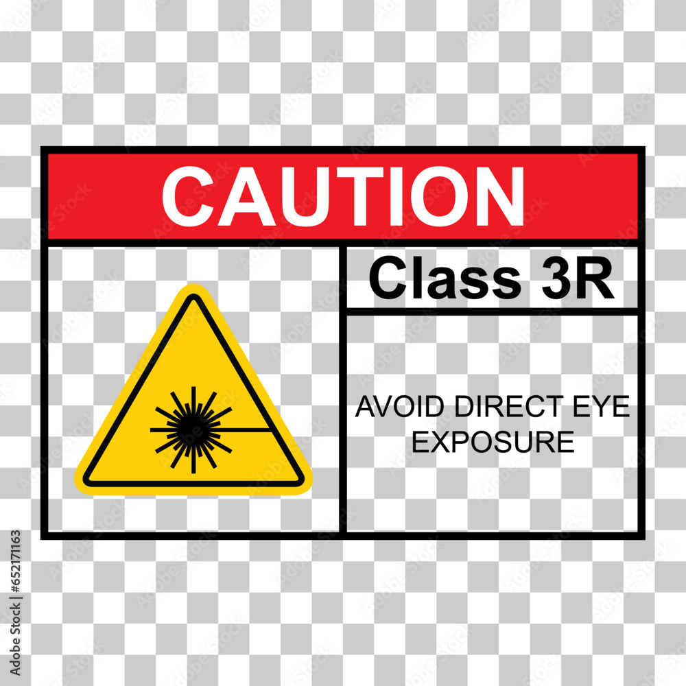 Laser radiation danger class 3R label icon, safety information symbol ...