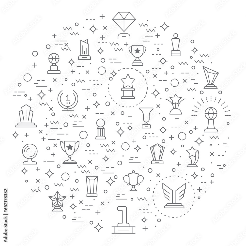 Simple Set of Trophy Related Vector Line Illustration. Contains such ...