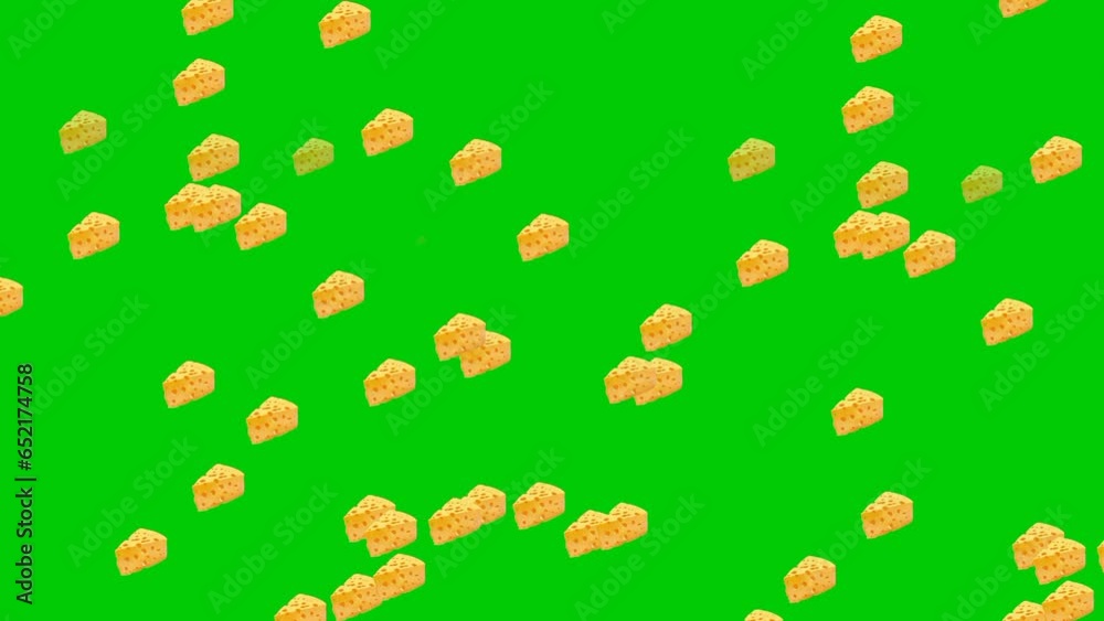 Raining cheese animated green screen background video, seamless with ...