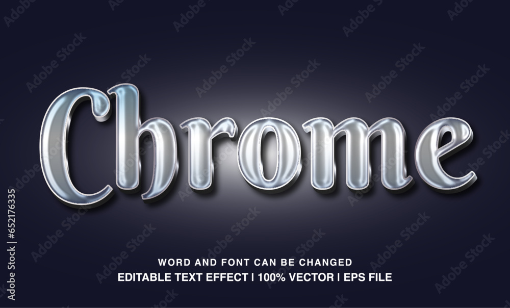 Chrome editable text effect template, metal glossy luxury style ...
