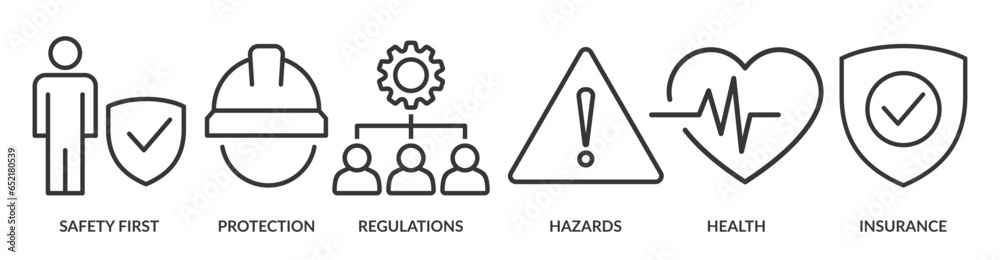 Work safety banner web icon vector illustration for occupational safety ...