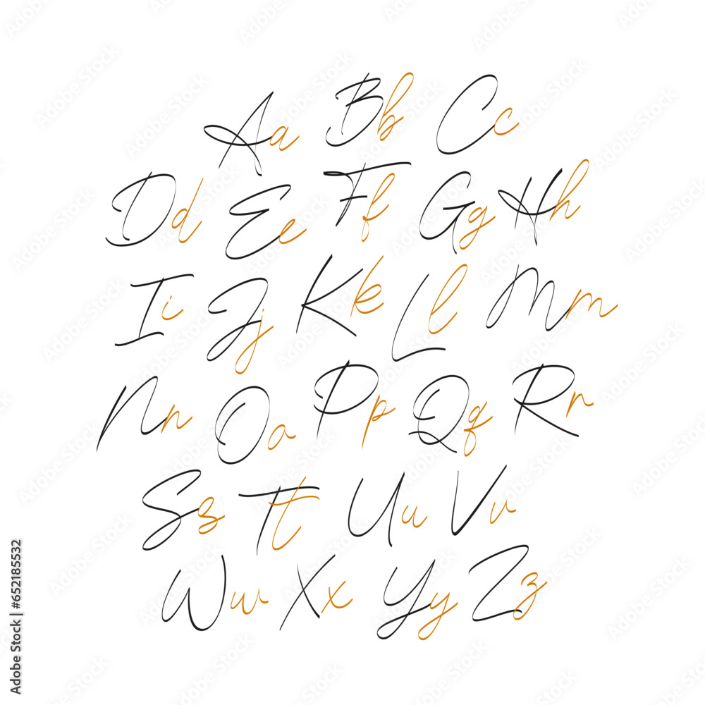 English alphabet. Modern stylish elegant calligraphic font. Latin ...