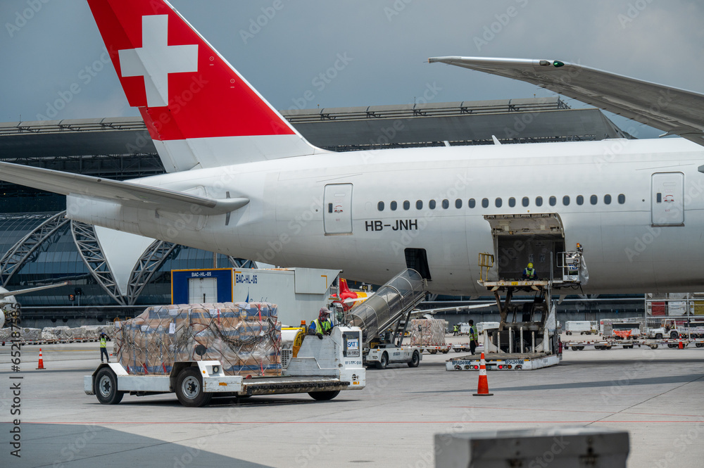 Bangkok Thailand, September 24 2023. Swiss Air cargo logistic ...