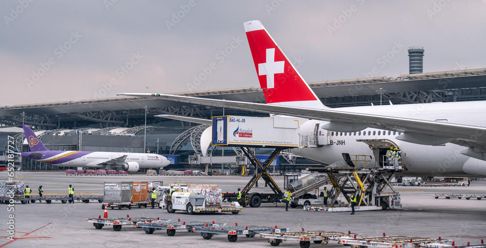 Bangkok Thailand, September 24 2023. Swiss Air cargo logistic ...