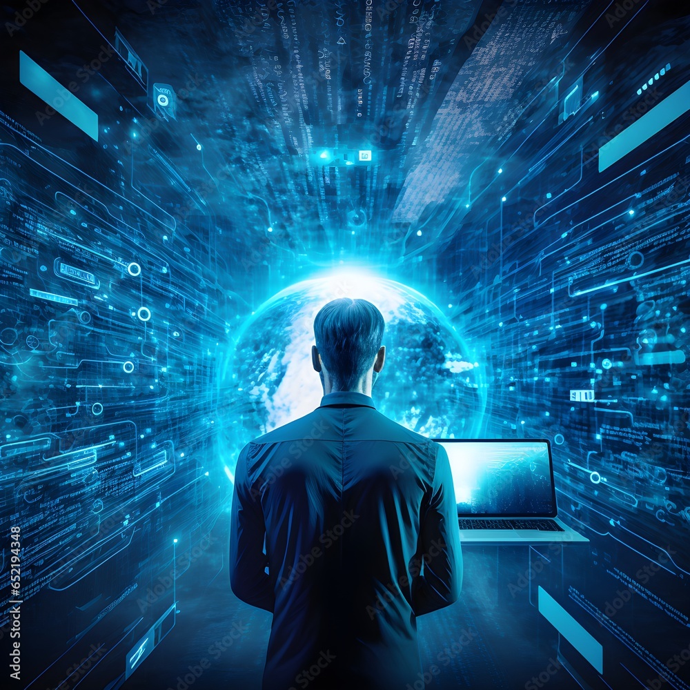 Digital technology internet network connection big data digital ...