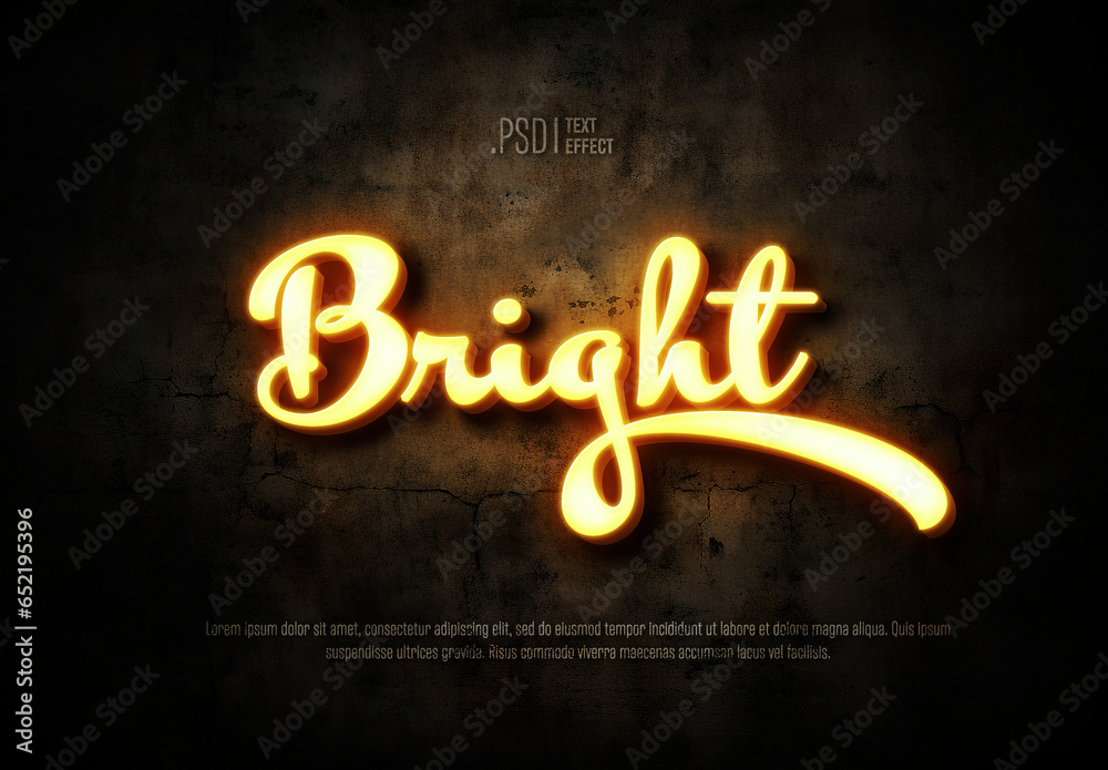 Bright light text effect on stone wall. Background made with generative ...