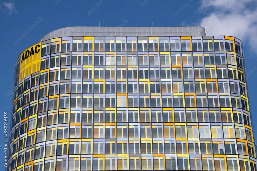Munich, Germany - September 4, 2021: The ADAC-Zentrale building, the ...