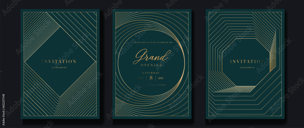 Luxury invitation card background vector. Golden elegant geometric ...