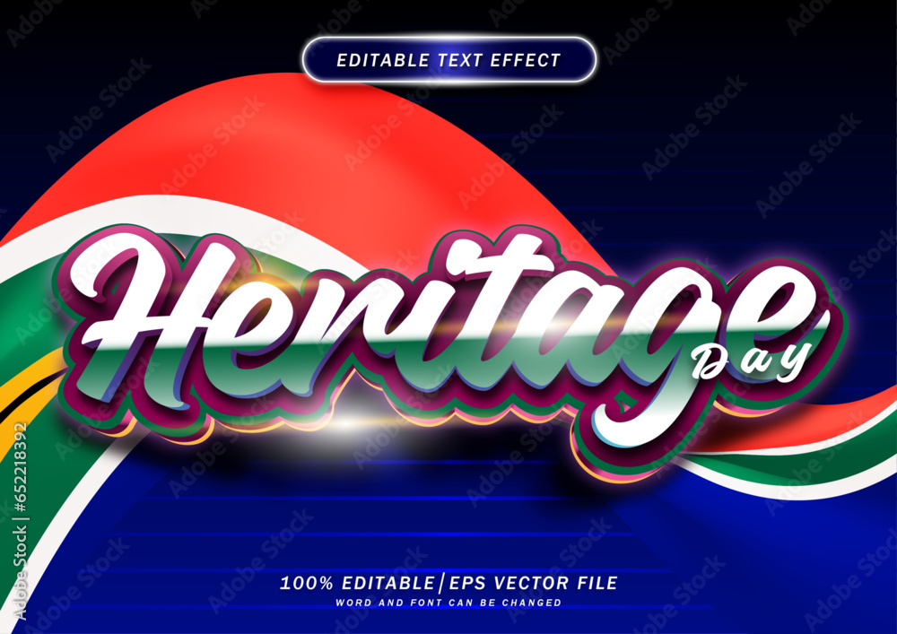 Happy heritage day. text effect 3d. editable style font effect. Stock ...