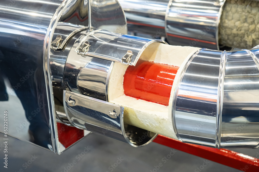 Pipe is protected by polyurethane foam and steel casing. Pipeline ...