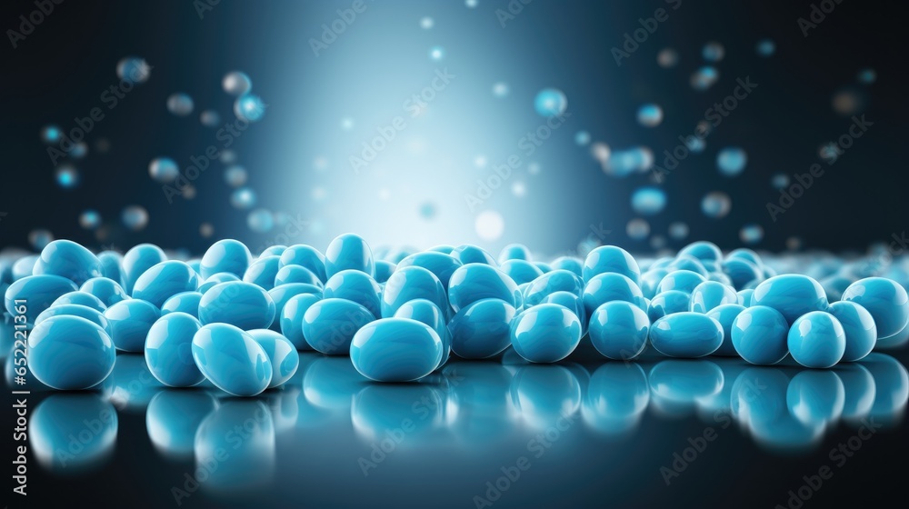 Pharmaceutical-themed background featuring tablets and capsules ...