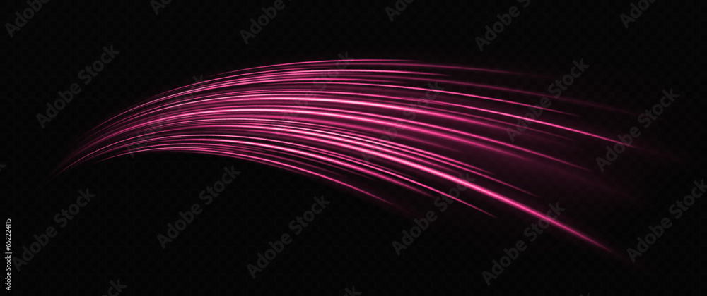 Magic bright trail on transparent background. Glowing fire lines effect ...