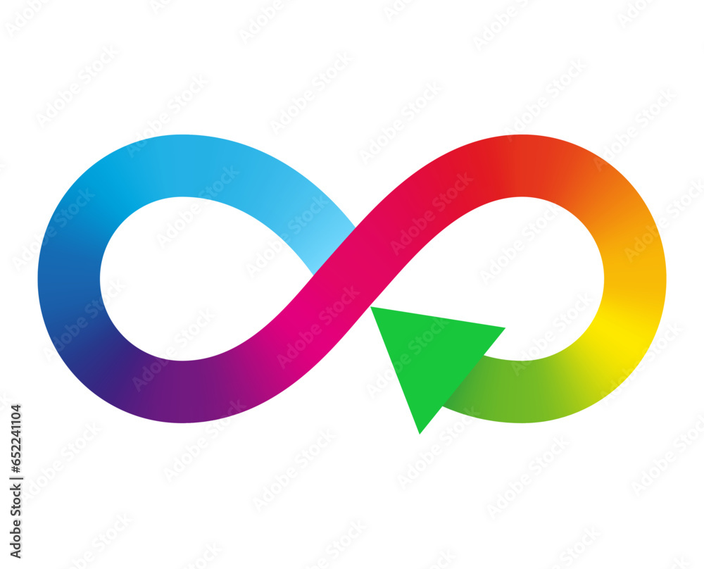 Autistic Pride Day. Colorful rainbow infinity with arrow. Rainbow ...