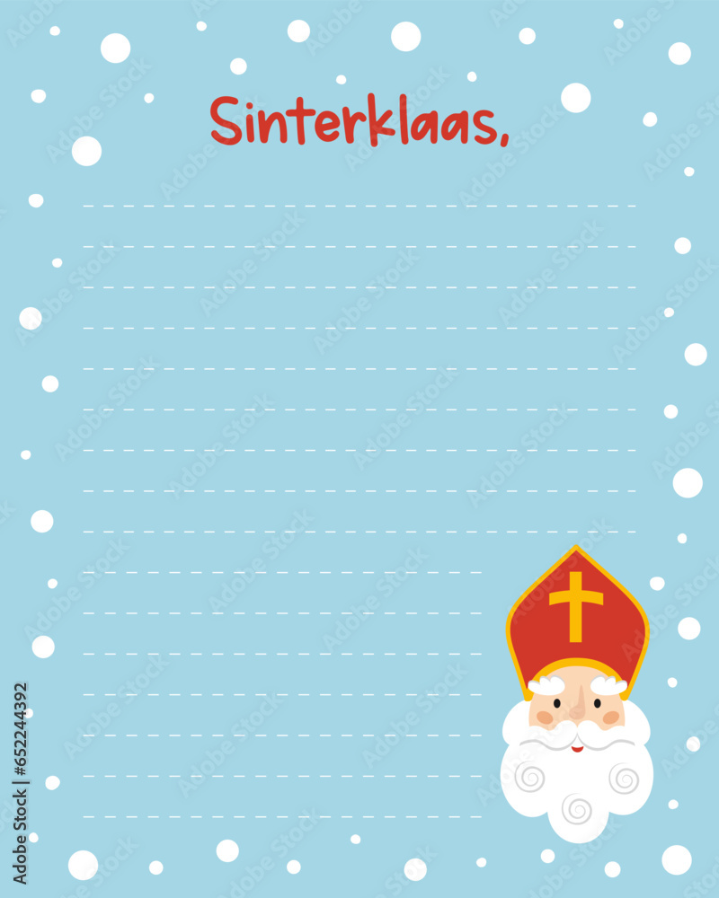 Letter to Sinterklaas. Printable holiday page template decorated by ...