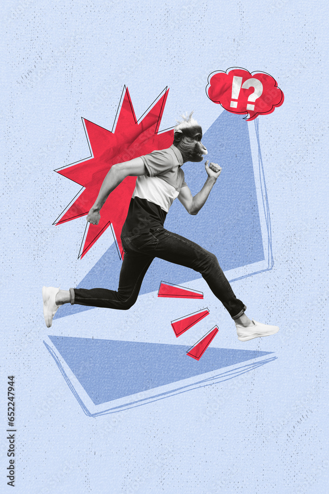 Picture comics zine collage of funky weird guy animal fase run announce ...