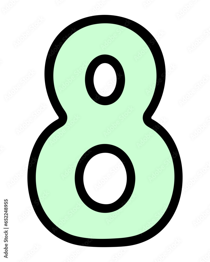 Eight. Green number eight with rounded corners. Arabic number symbol ...