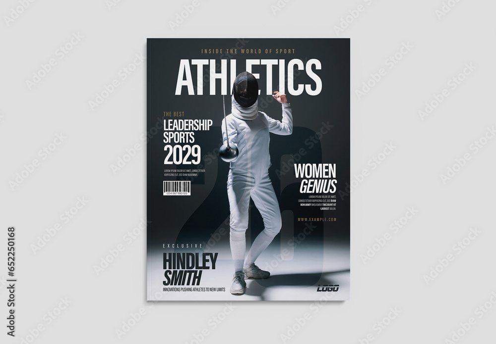 Sport Magazine Cover Layout Elegant Athletics Book Black Grey Style ...