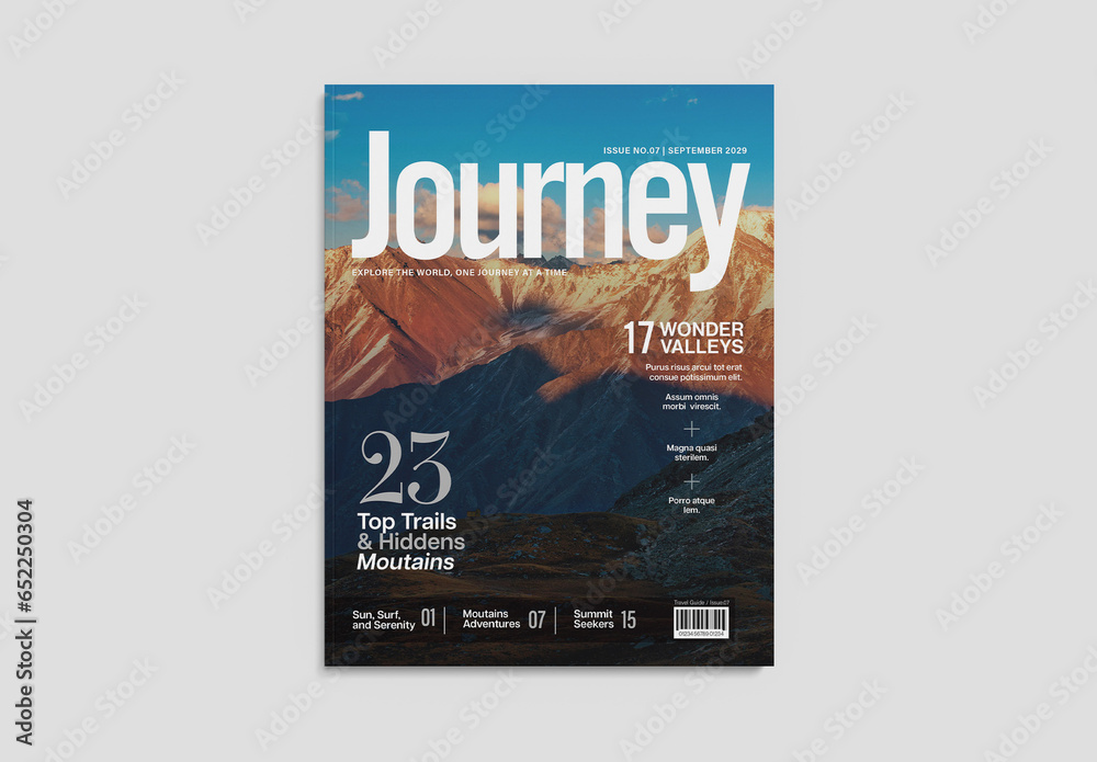 Travel Magazine Cover Layout Outdoor Tourist Activity Stock Template ...