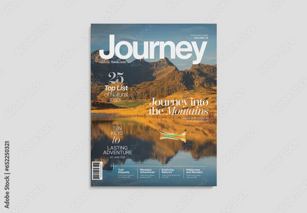 Travel Magazine Cover Layout Adventure Outdoor Tourist Activity Explore ...