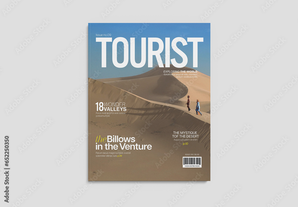 Travel Magazine Cover Layout Adventure Outdoor Tourist Activity Explore ...