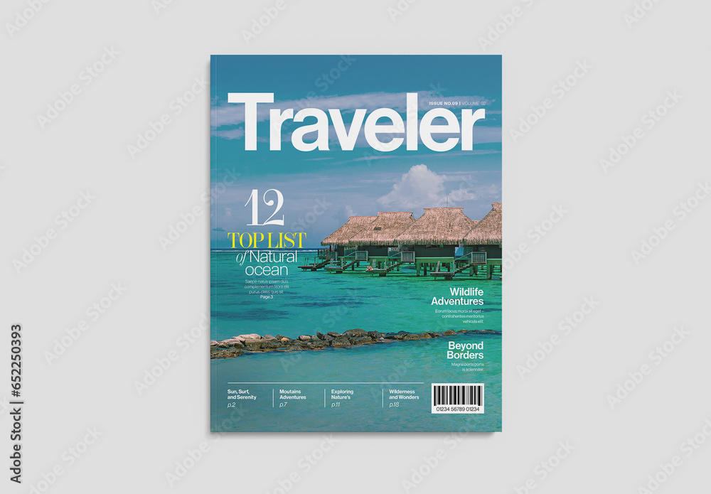 Travel Magazine Cover Layout Adventure Outdoor Tourist Activity Explore ...