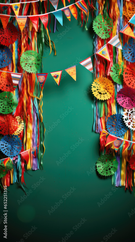 Hispanic heritage month background with mexican paper flags Stock ...