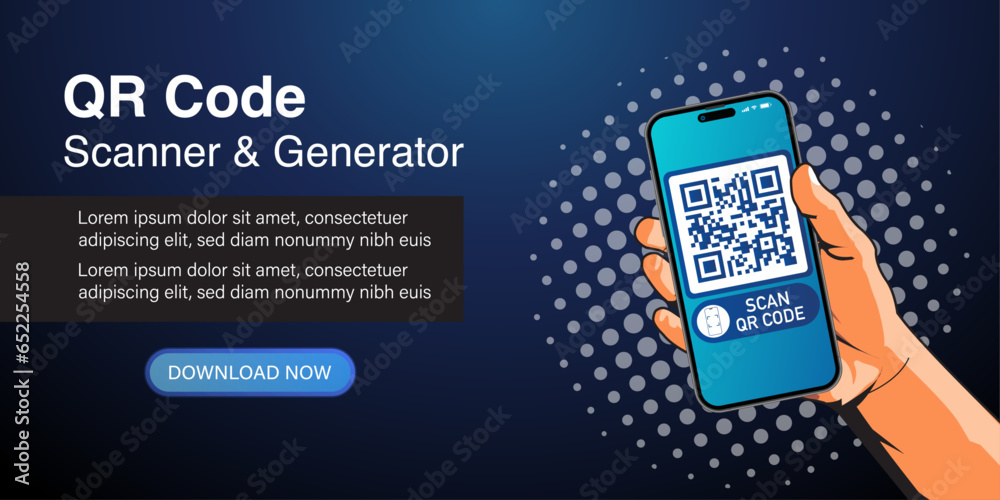 QR Code Scanner and Generator Concept. Scanning the QR code through a ...
