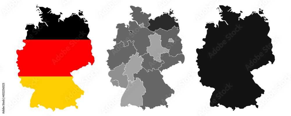 Vector outline map of Germany with country flag on white isolated ...