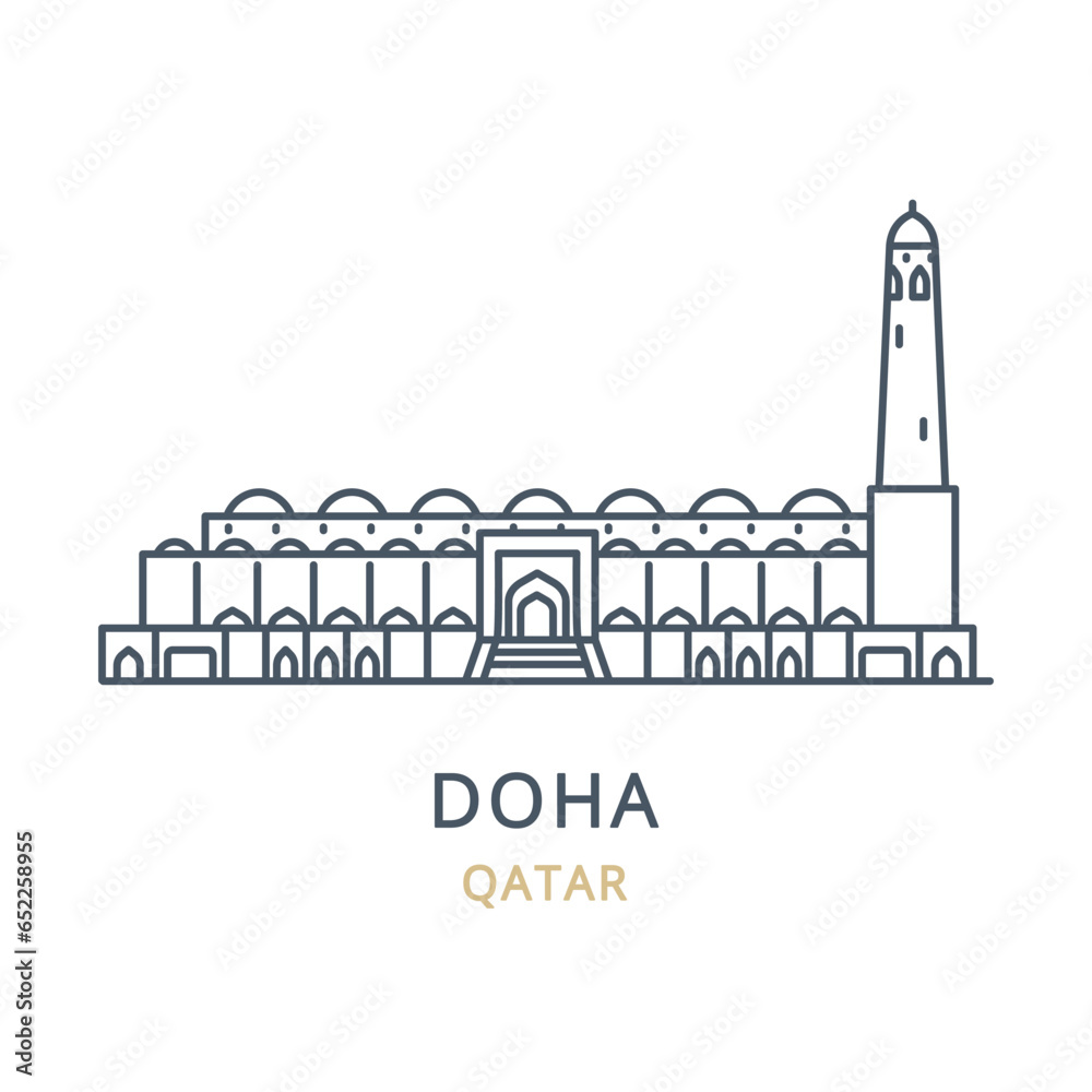 Vector icon of the city landmark of DOHA in the country of QATAR ...