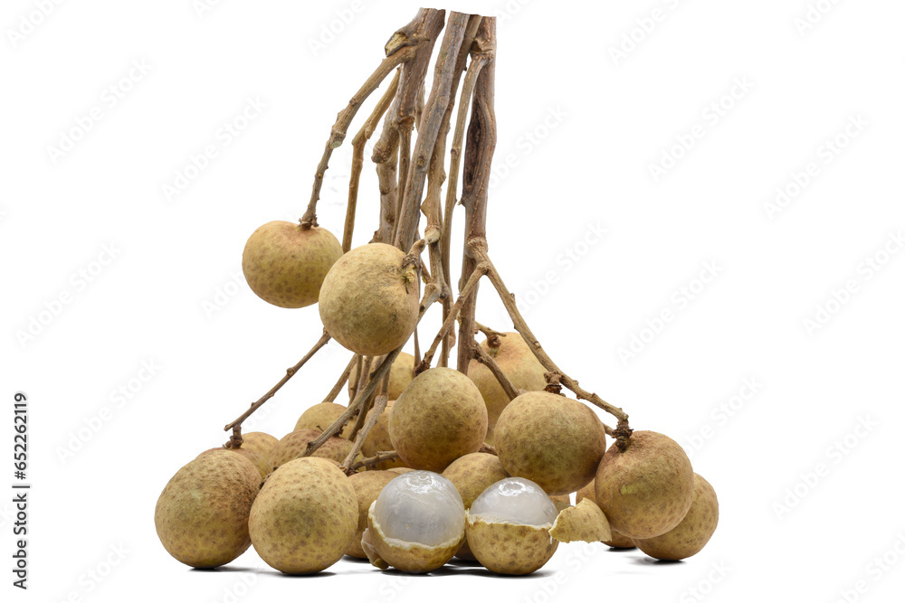 Close-up longan (Dimocarpus longan) isolated on white background used ...